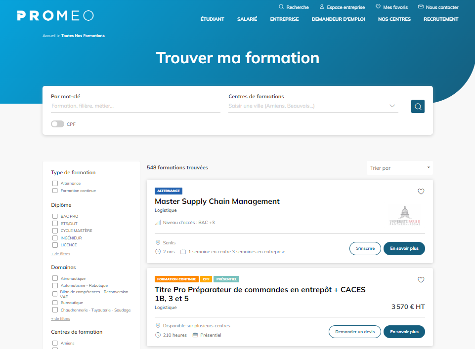 Nouveau site web PROMEO : Votre avenir en un clic | Promeo